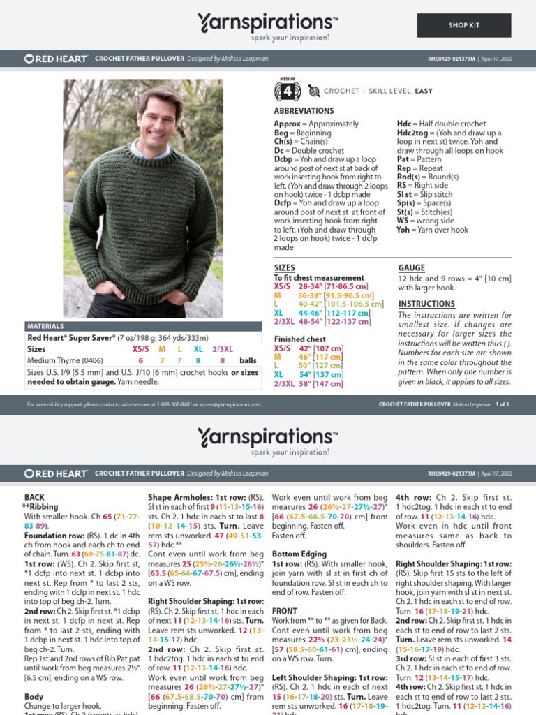 Dad Sweater Crochet Pattern | PDF | Crochet | Knitting