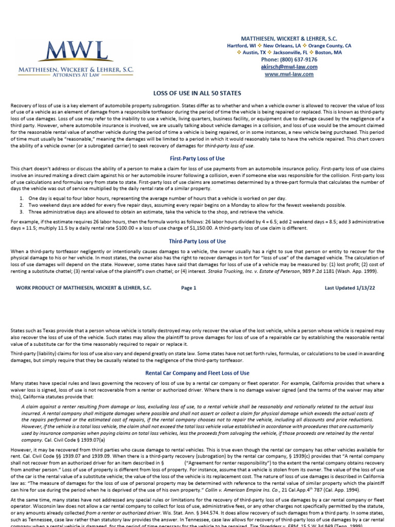 LOSS-OF-USE-CHART | PDF