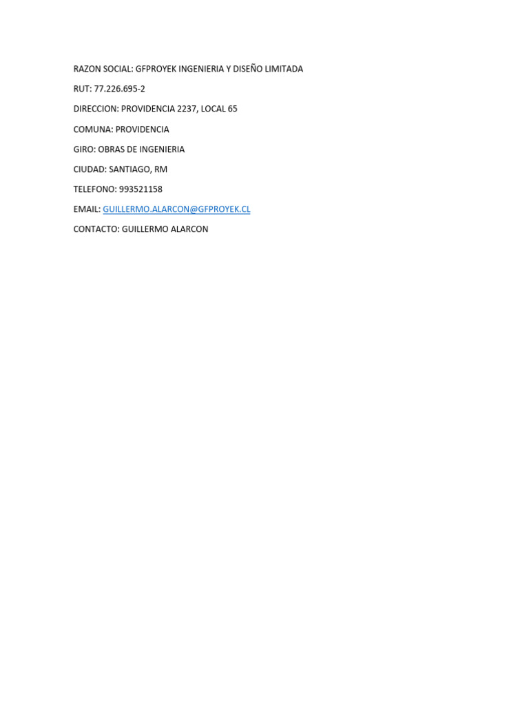 Datos Gfproyek Oc - Facturacion | PDF