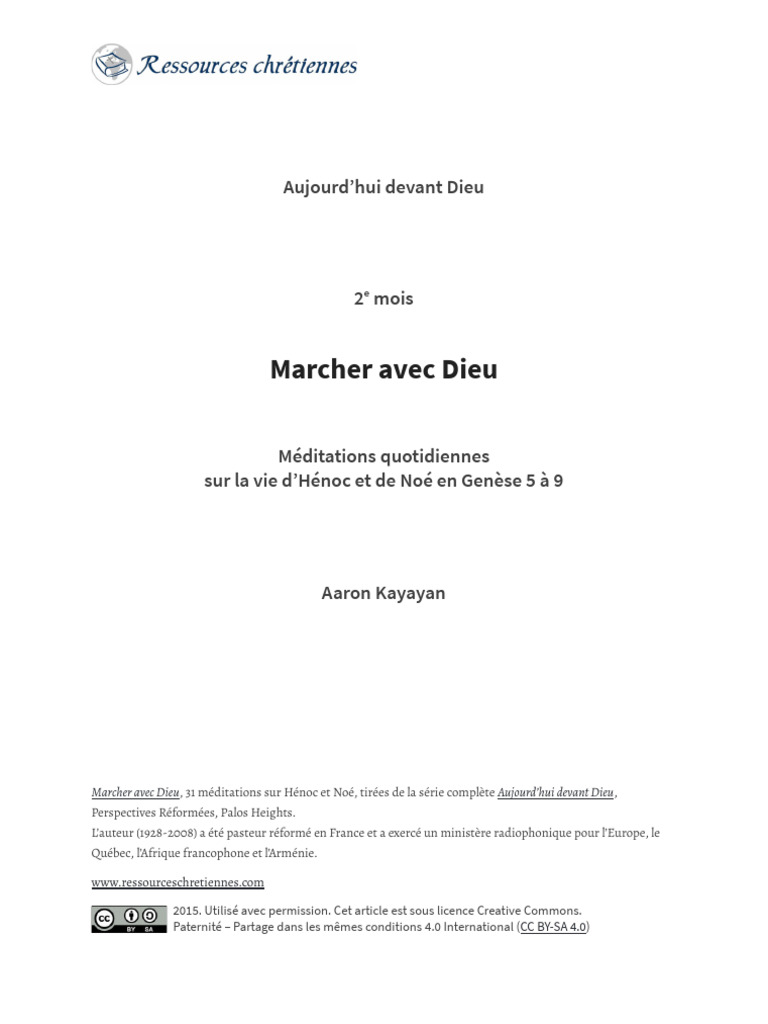Aaron Kayayan - Aujourd'Hui Devant Dieu (2e Mois) - Marcher Avec Dieu | PDF