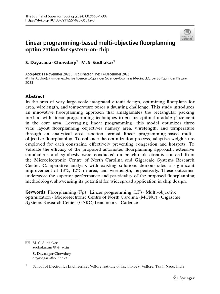 Linear Programming Based Multi Objective Floorplanning Optimization For System On Chip | PDF