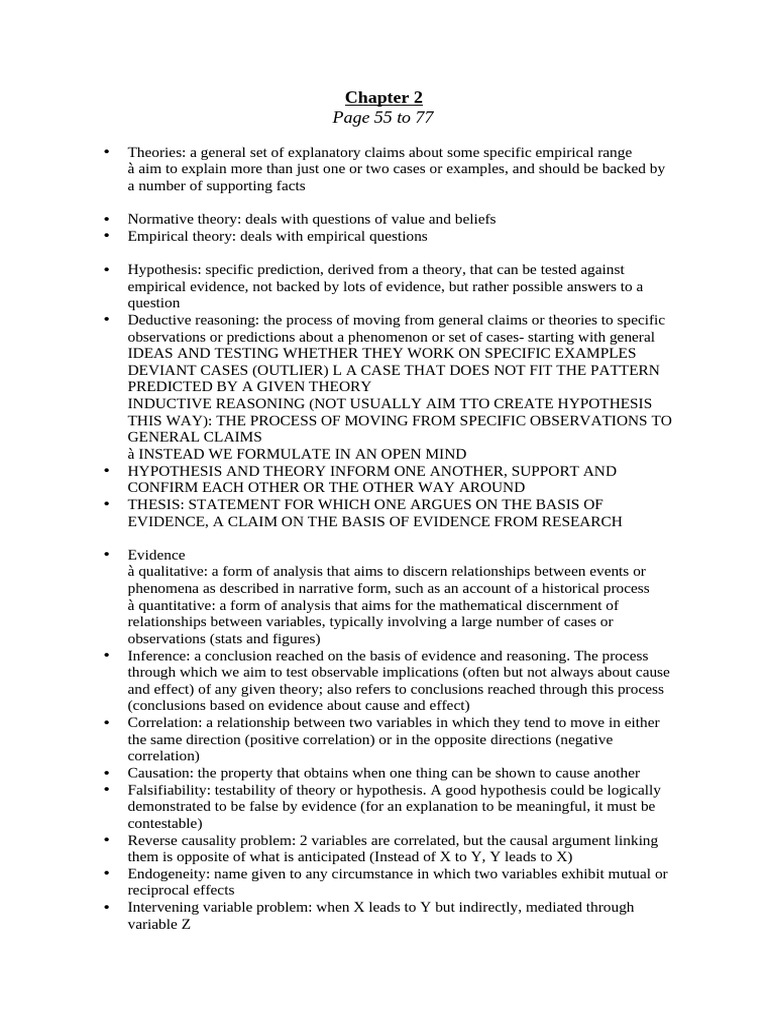 Chapter 2 POLI212 Summary | PDF | Theory | Science & Mathematics