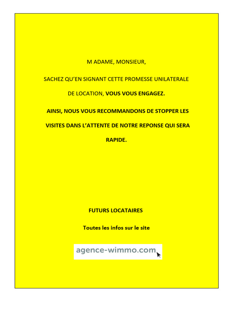 Promesse Unilaterale de Location[100] - Copie | PDF