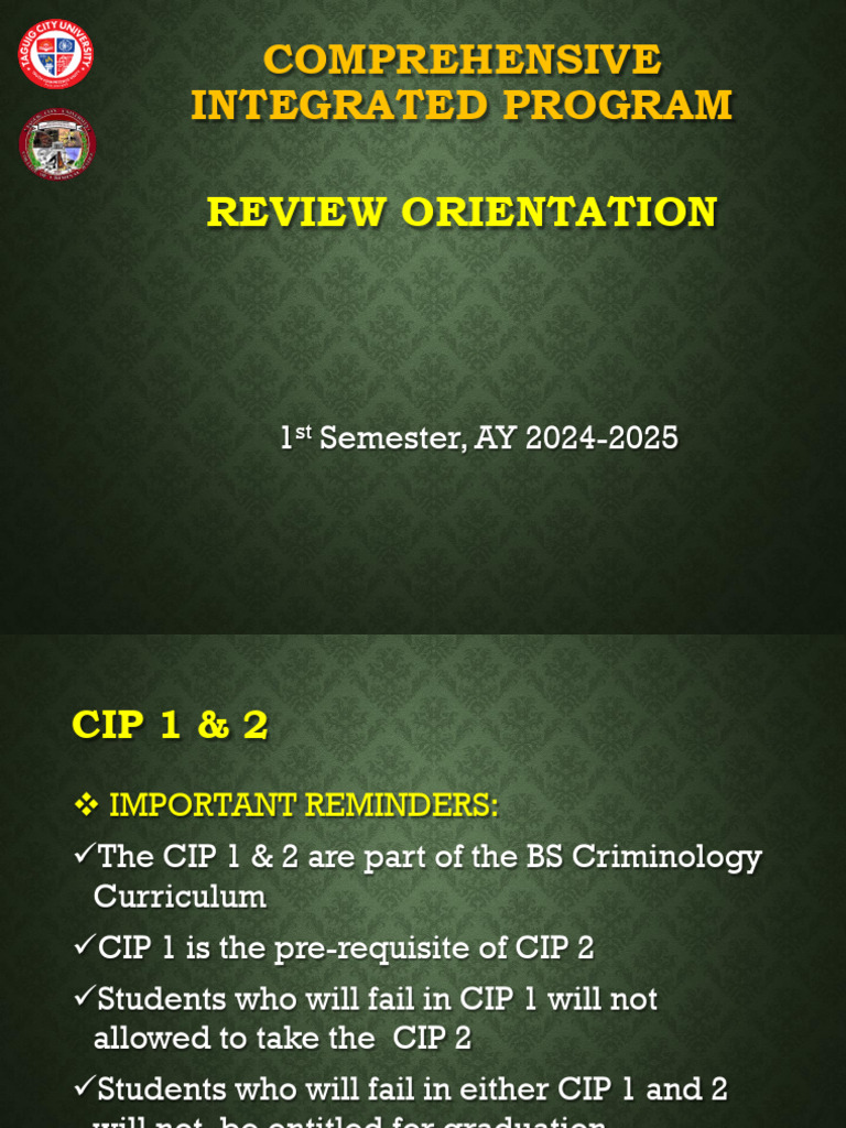Orientation CIP Review | PDF