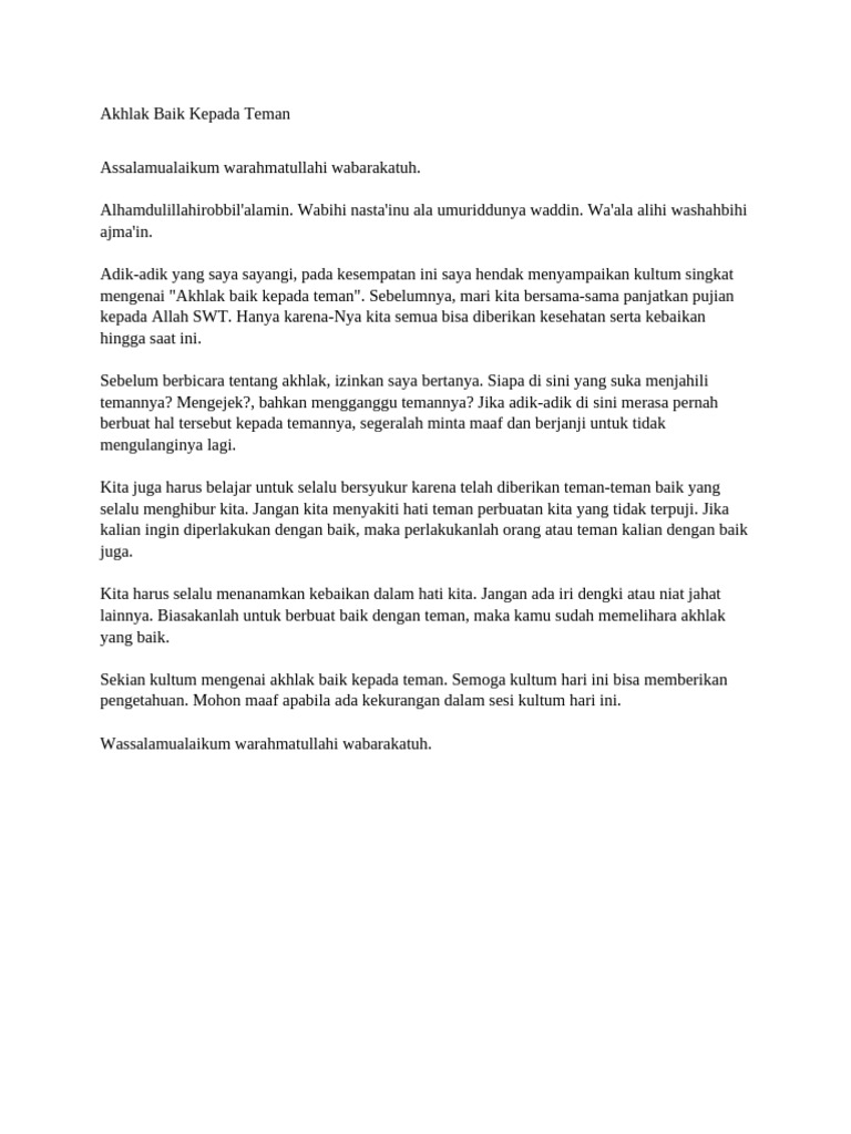 Tugas Aldi Teks Kultum | PDF