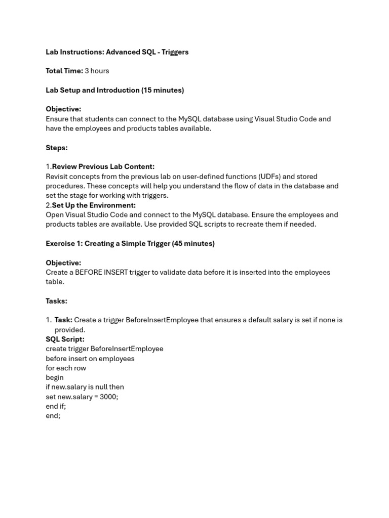 Advanced SQL - Triggers | PDF