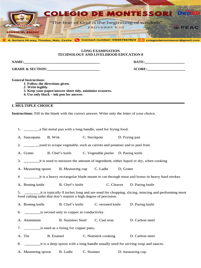 Long Quiz TLE Gr.8 | PDF