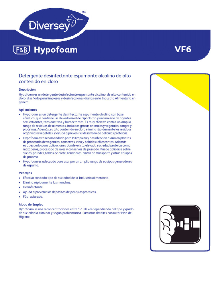 Hypofoam VF6: Detergente Desinfectante Espumante Alcalino de Alto ...