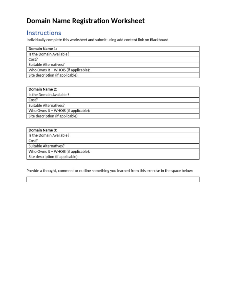 DNS Exercise Worksheet | PDF