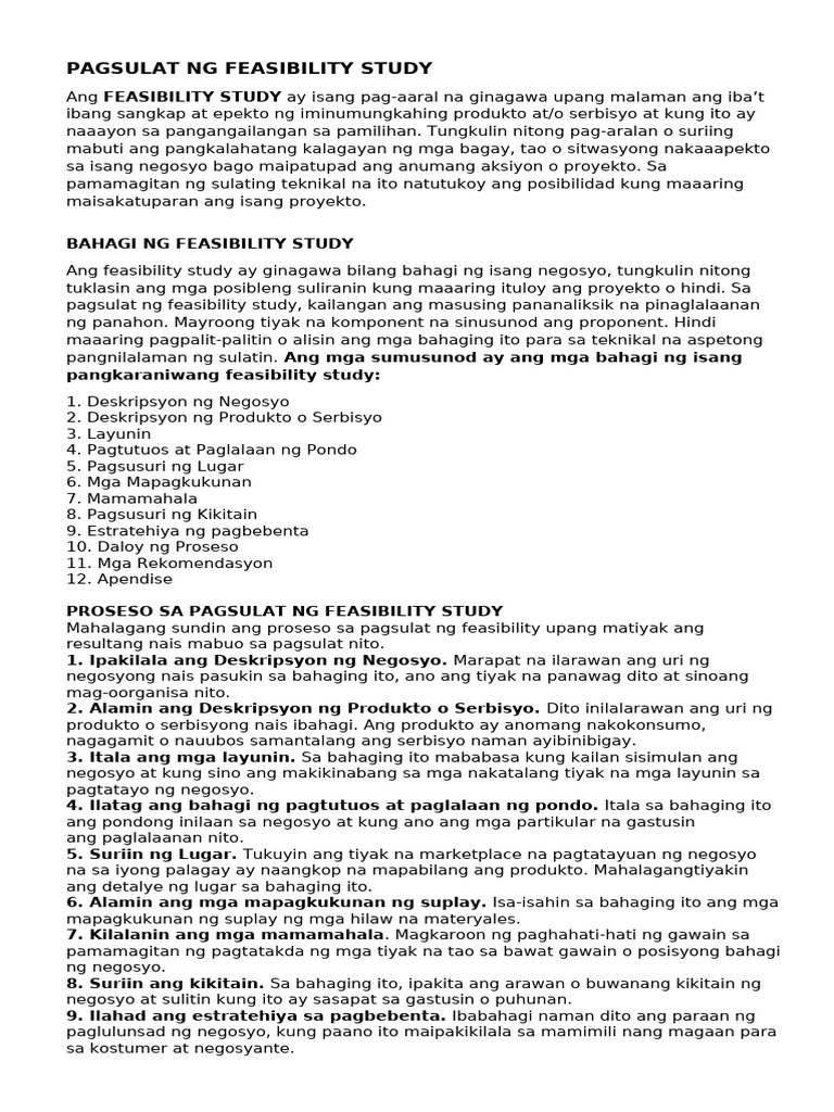 Pagsulat NG Feasibility Study 2 | PDF
