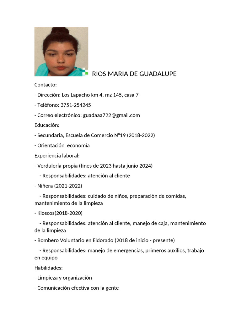 CURRICULUM VITAE RIOS GUADALUPE | PDF