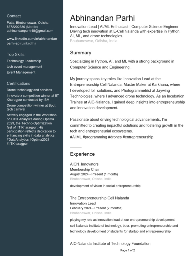 Profile Abhinandan | PDF