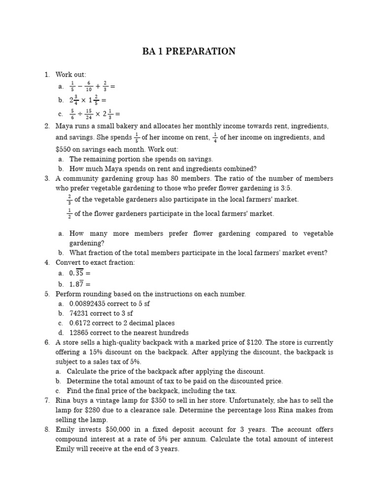 BA 1 Preparation | PDF