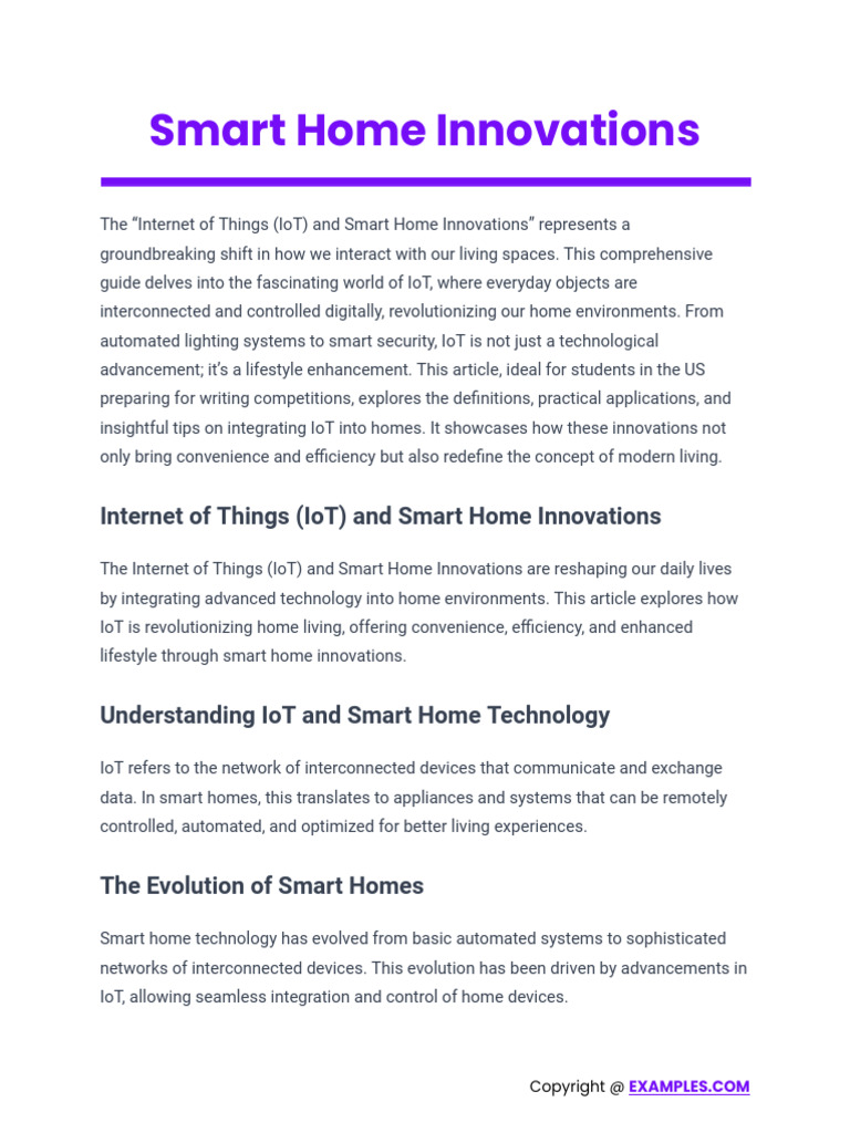 Smart Home Innovations | PDF