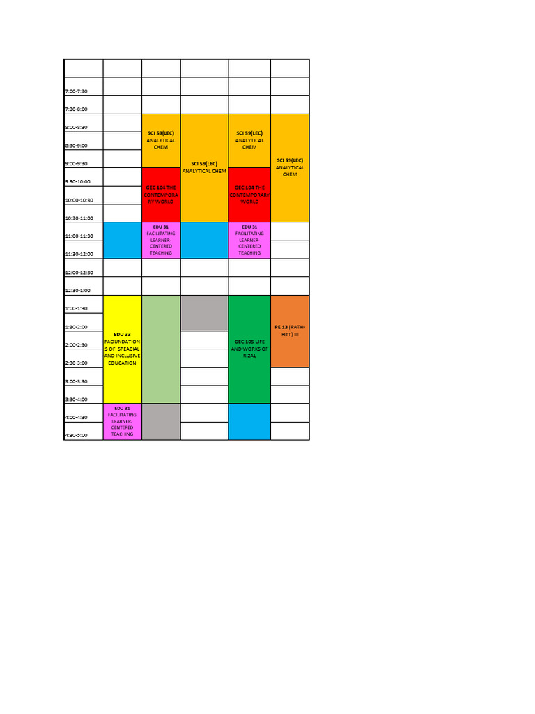 schedule layout | PDF
