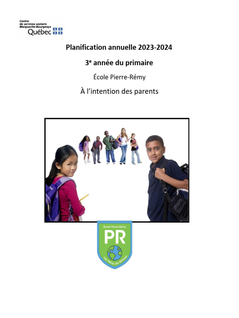 Planification annuelle 3e année 2023-2024 | PDF | Mathématiques ...