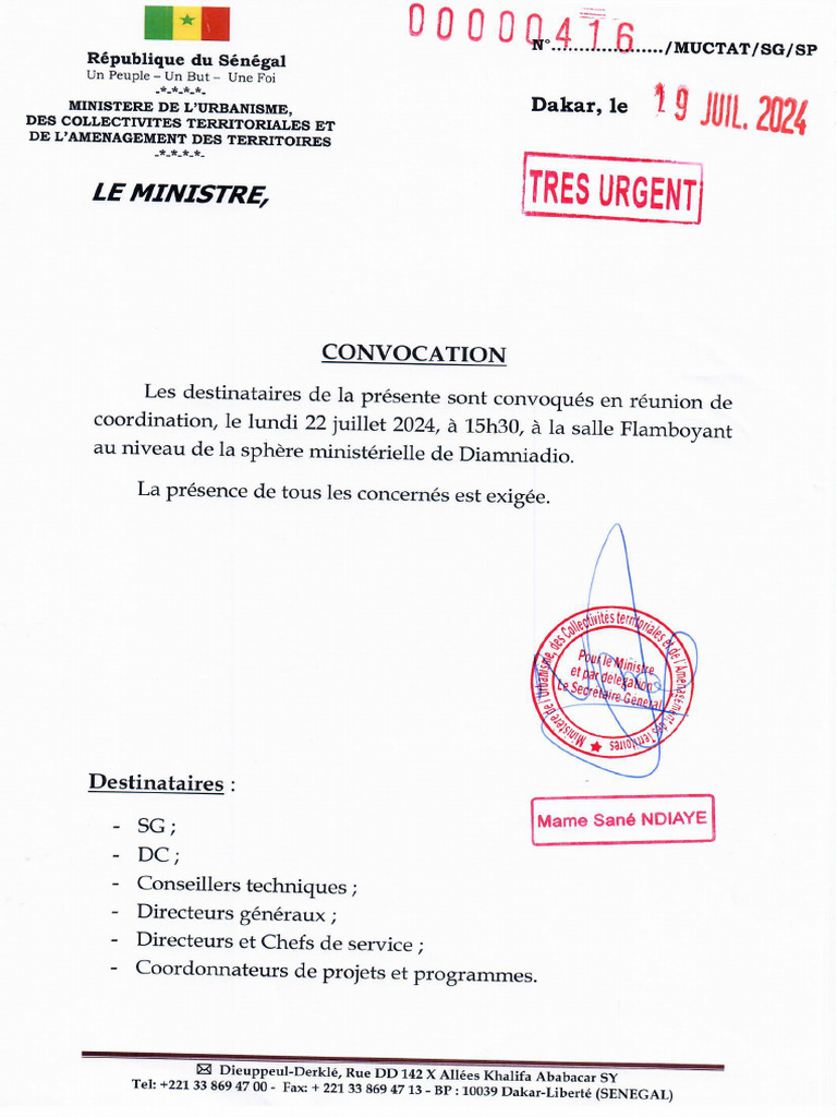 Convocation Réunion Coordination | PDF
