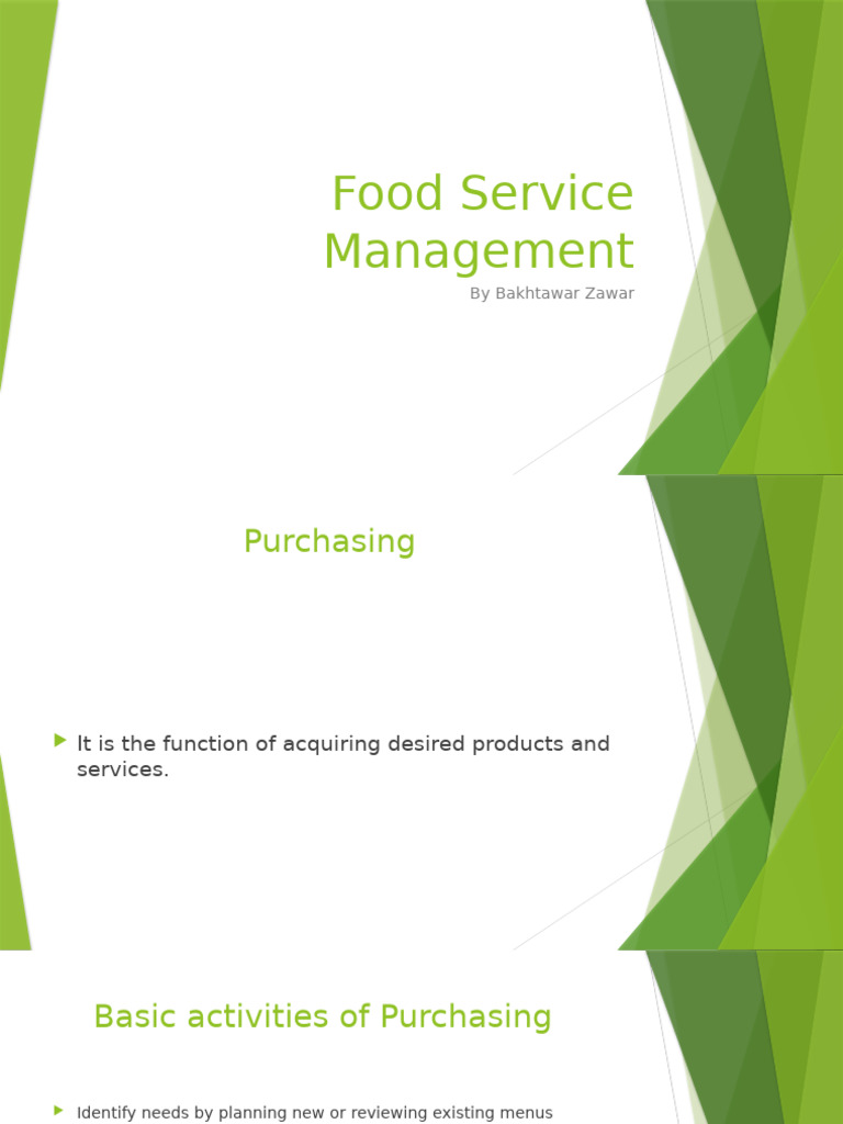 Food Service Management | PDF