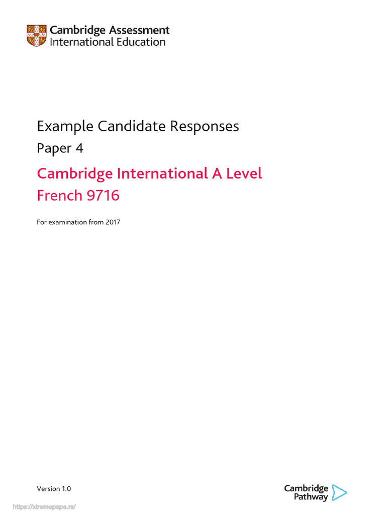 9716 Example Candidate Responses Paper 4 (For Examination From 2017 ...