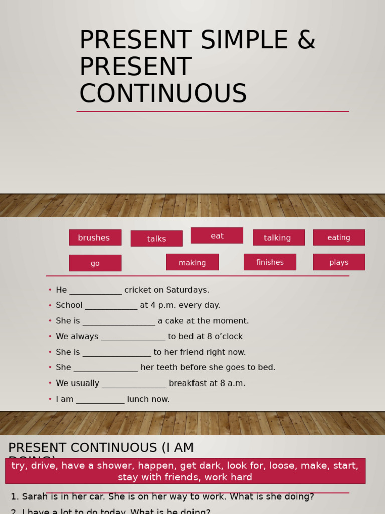 Present Simple&present Cont | PDF | Linguistics | Grammar