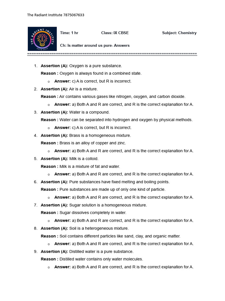 Is Matter Around Us Pure Answers 1 Pdf