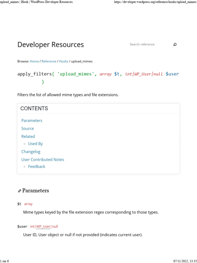 Upload - Mimes Hook WordPress Developer Resources | PDF