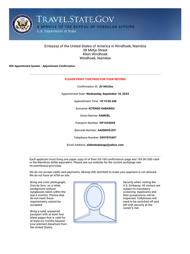 NIV Appointment System | PDF
