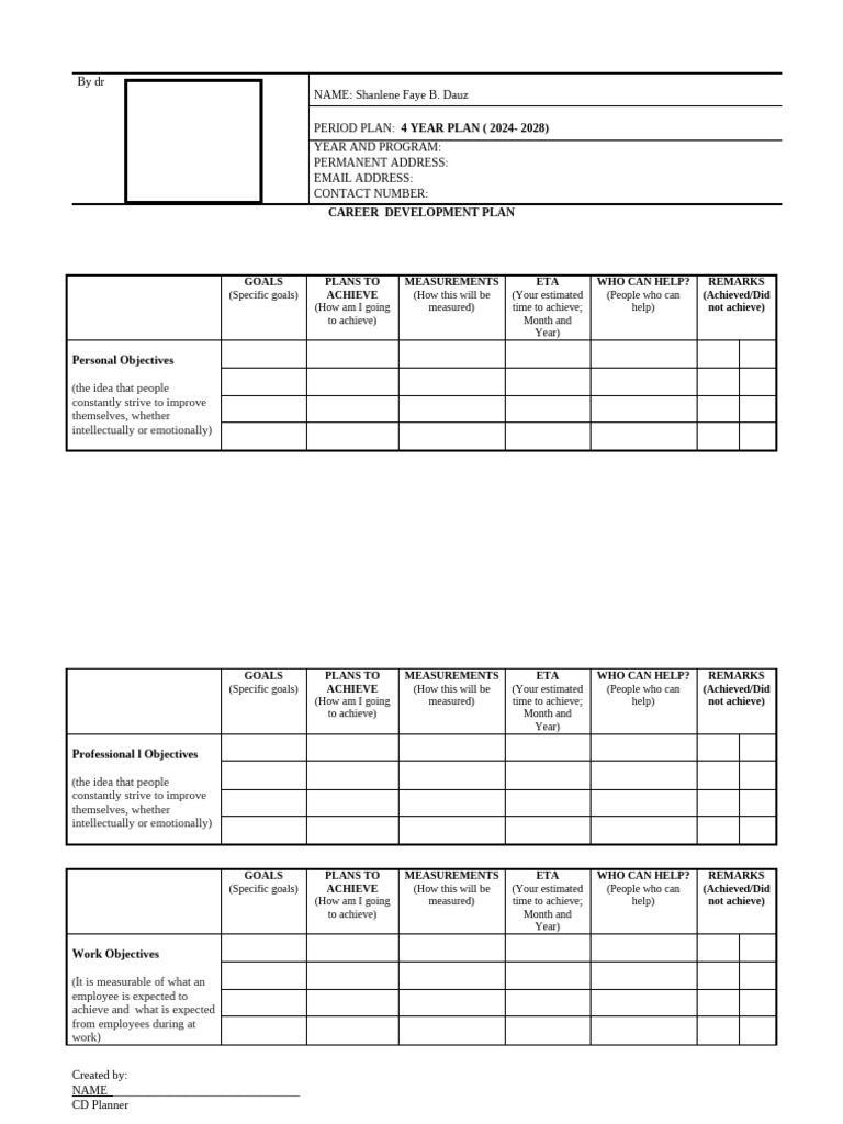 Career Plans CDP Template | PDF
