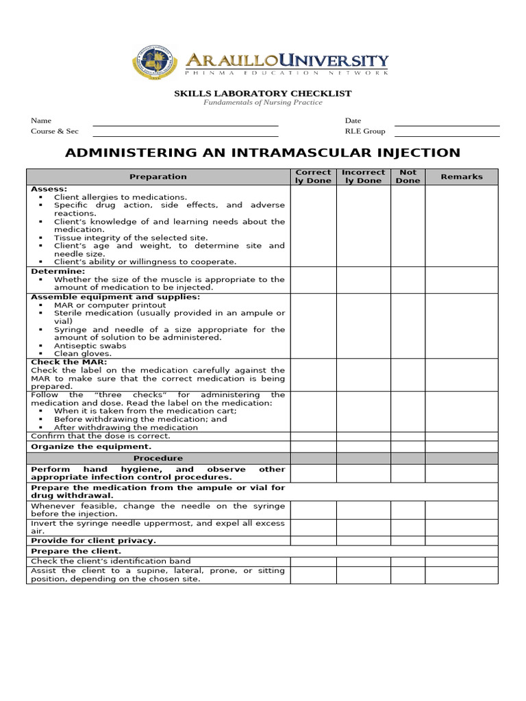 Administering An Intramascular Injection | PDF