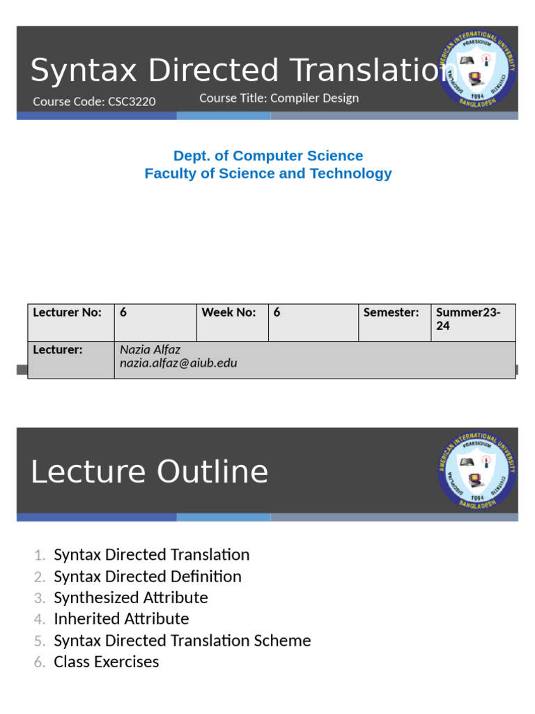 CD Lec 6 Sum23-24 | PDF