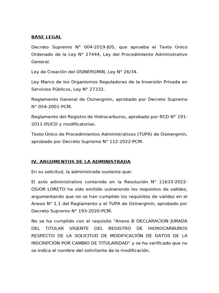 Osinergmin Escrito | PDF