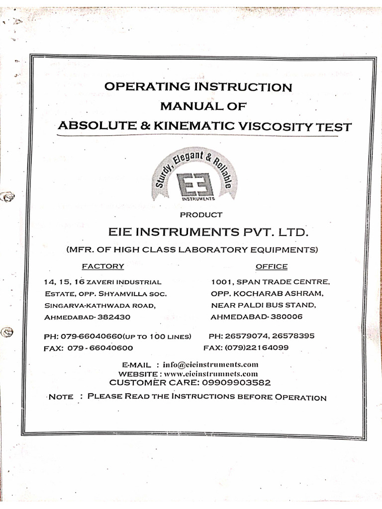 Absolute & Kinematic Viscosity Test | PDF