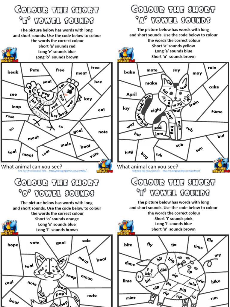 Colour The Vowel Sounds | PDF