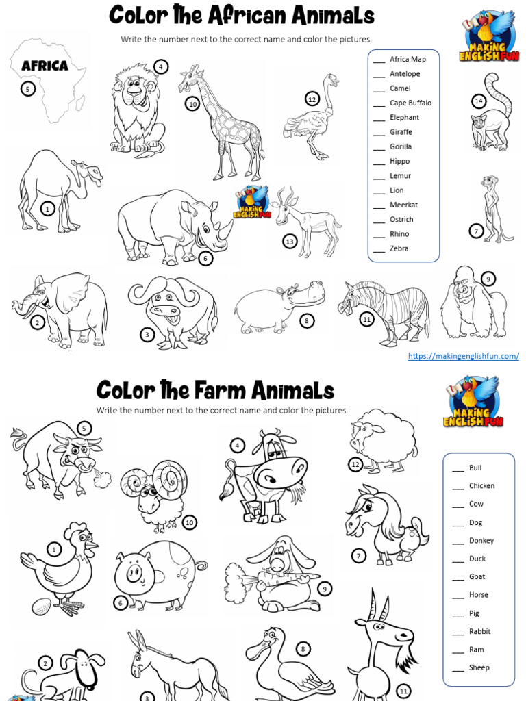 Animals COloring Set 1 | PDF