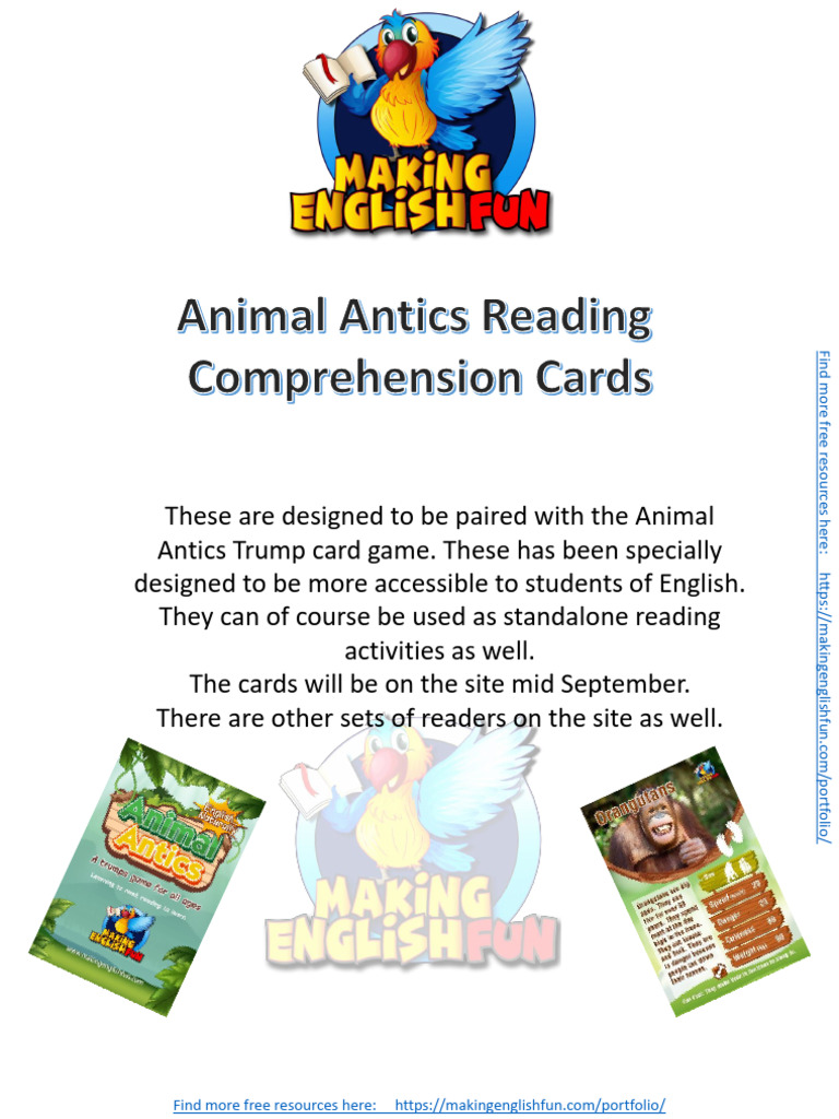 Reading Worksheets For Animal Antics | PDF