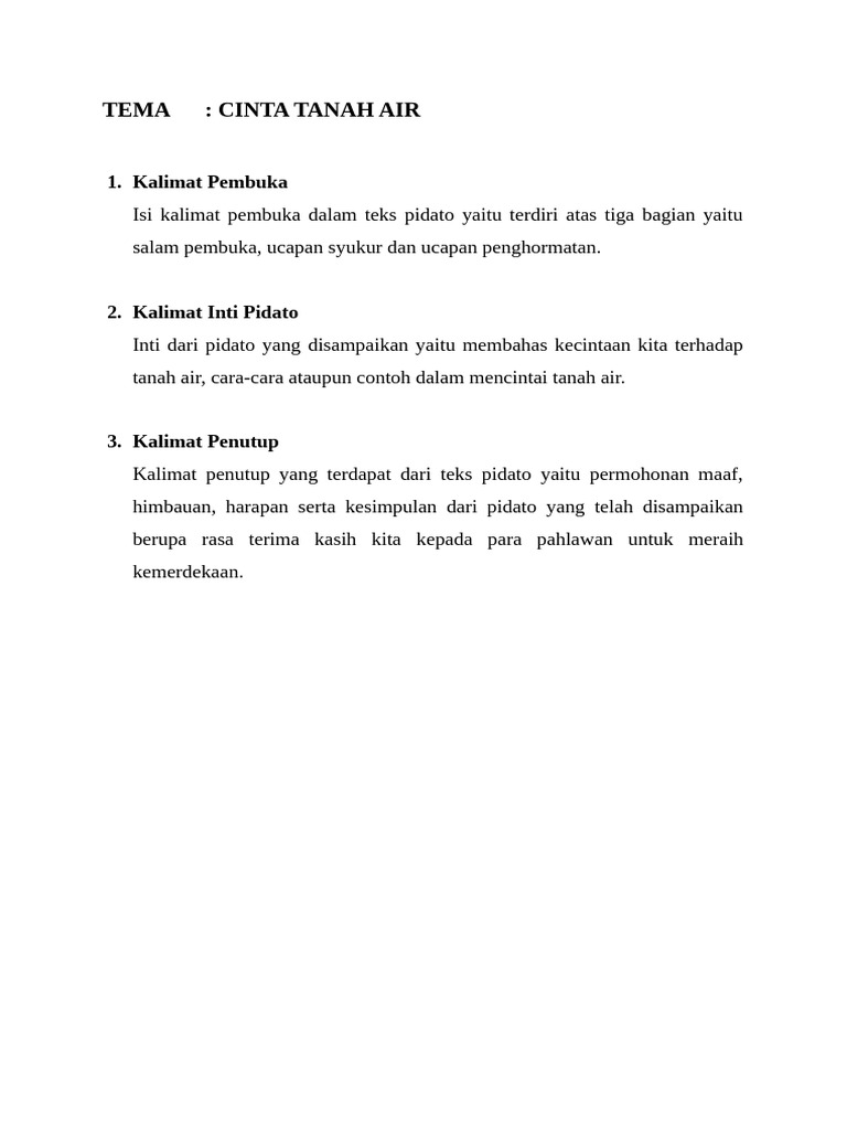 Deskripsi Pidato Cinta Tanah Air | PDF