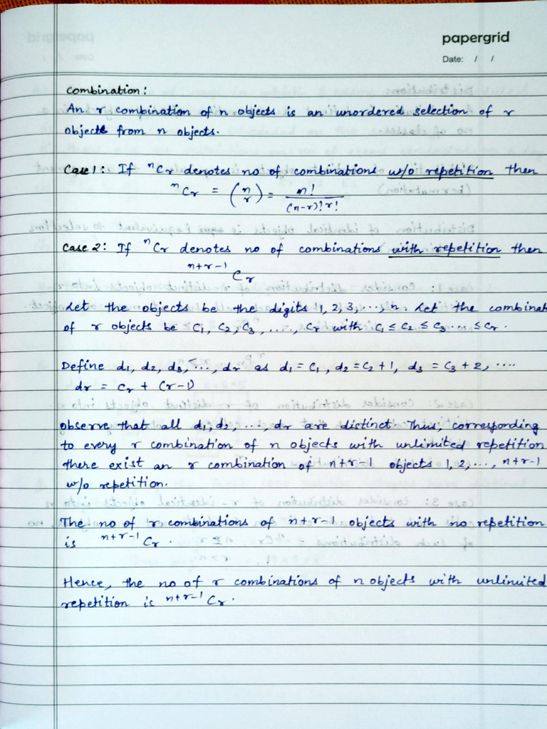 Combinatorics ClassNotes PDF | PDF