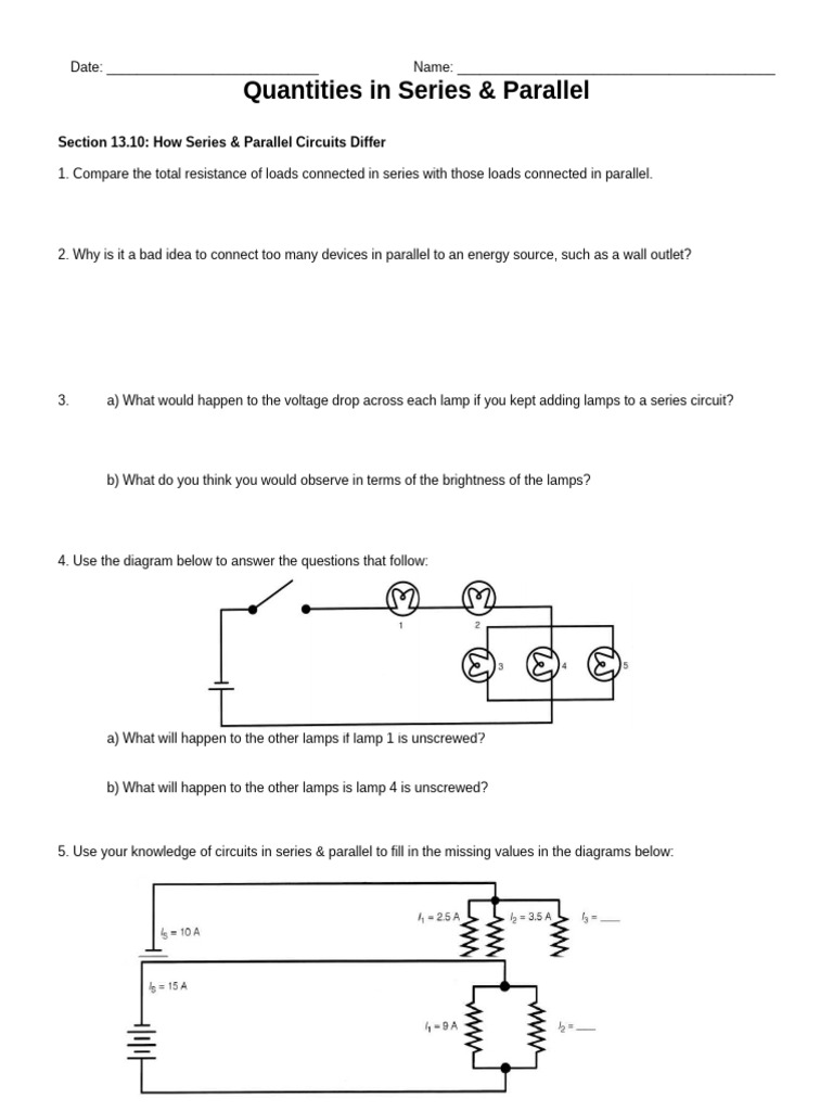 5th Grade Circuits Worksheet | PDF | Science & Mathematics | Computers