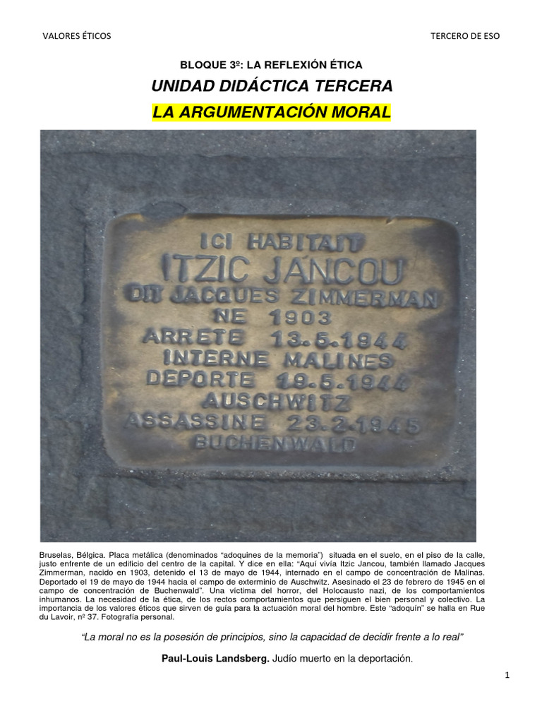 Bloque 3º. La Reflexión Ética. Unidad Didáctica 3 . La Argumentación ...