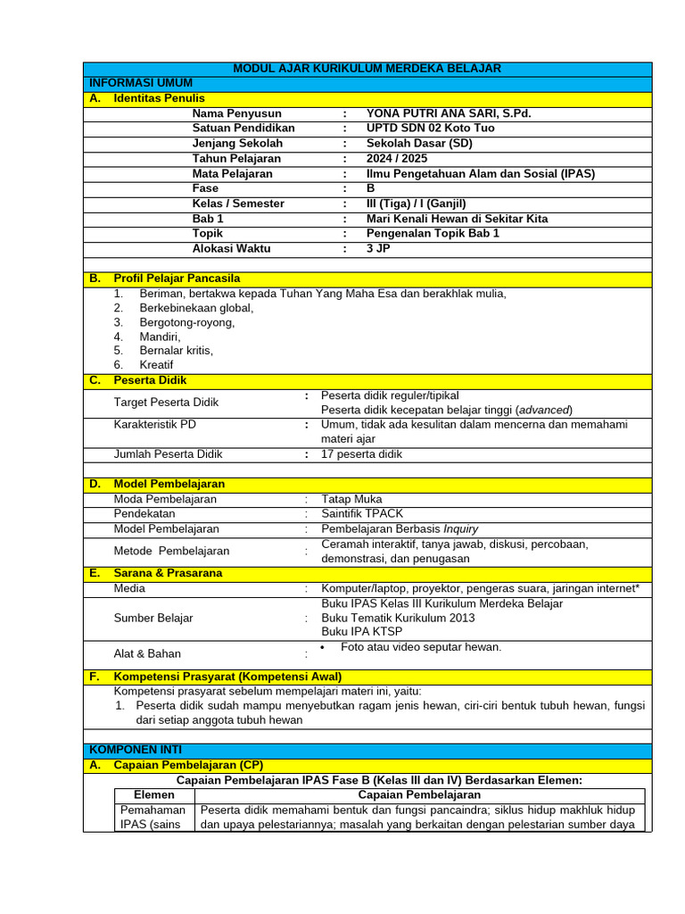 Modul Ajar Kurikulum Merdeka Belajar | PDF