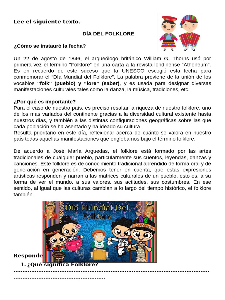 D3 A3 FICHA PS. Día Mundial Del Folklore | PDF