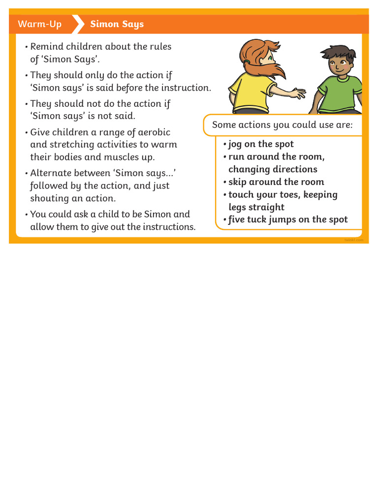 Simon Says - Warm-Up Activity Card | PDF