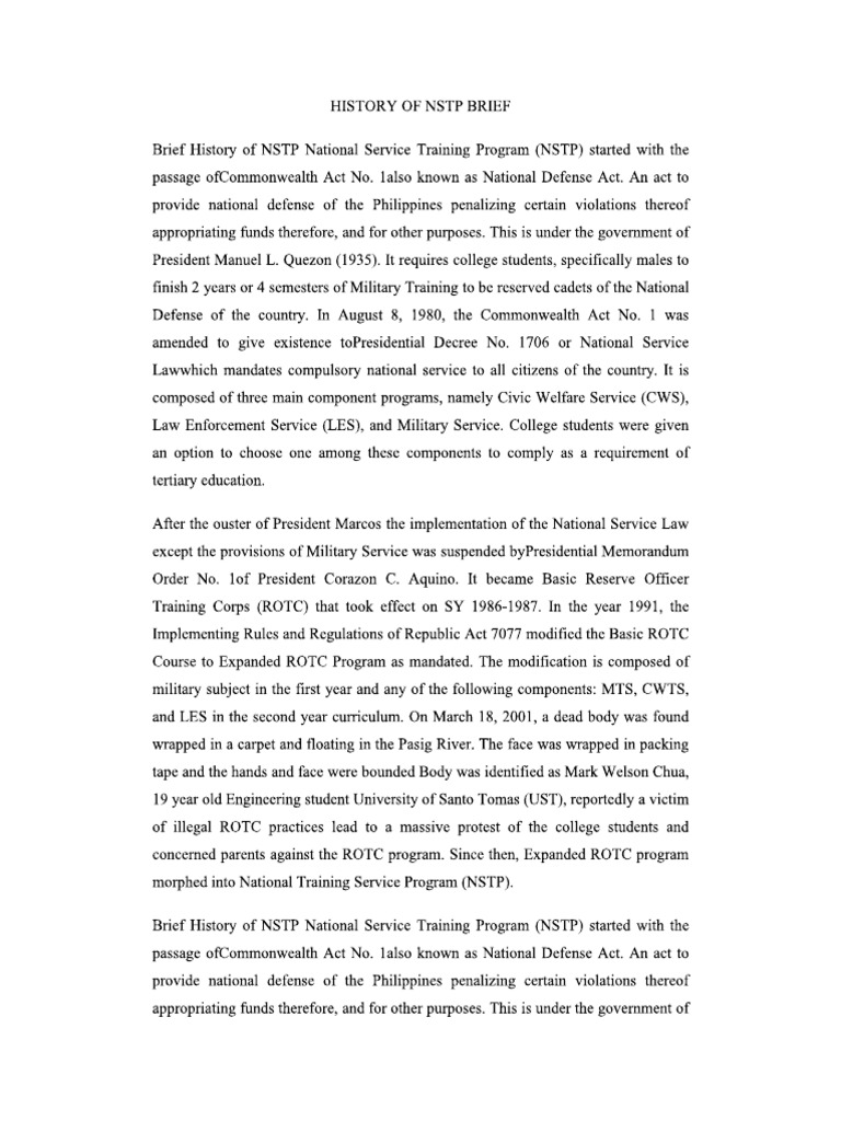 NSTP History | PDF