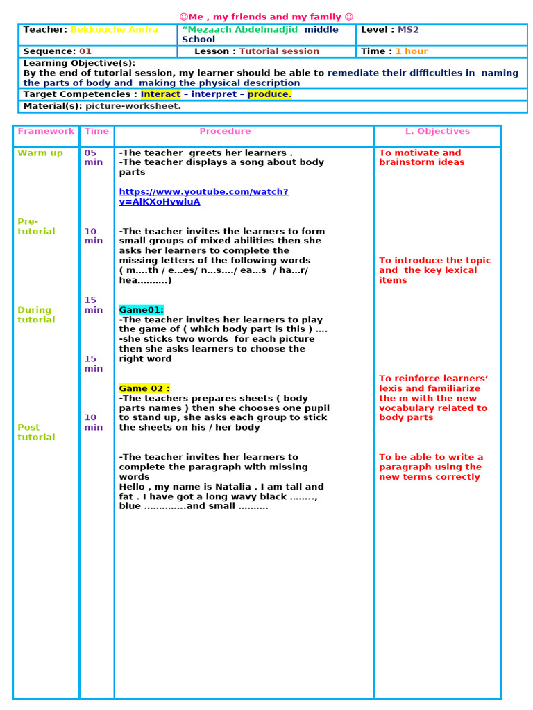 Tutorial Session Body Part | PDF