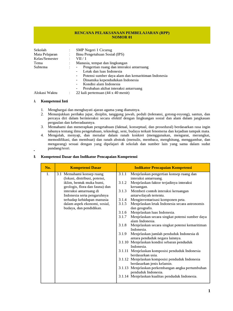 05 RPP 01 Ips 7 Kurtilas SMT1 2019-2020 | PDF