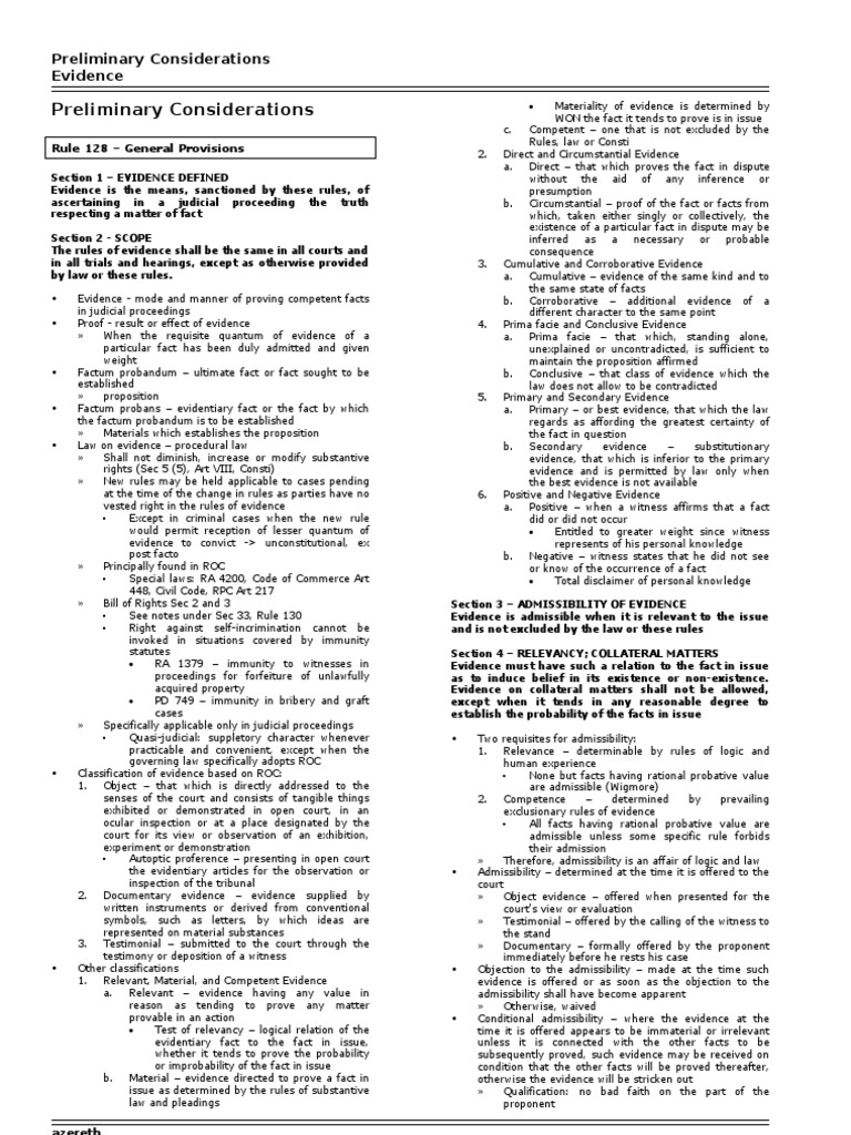 Evidence Reviewer | PDF | Parol Evidence Rule | Evidence (Law)