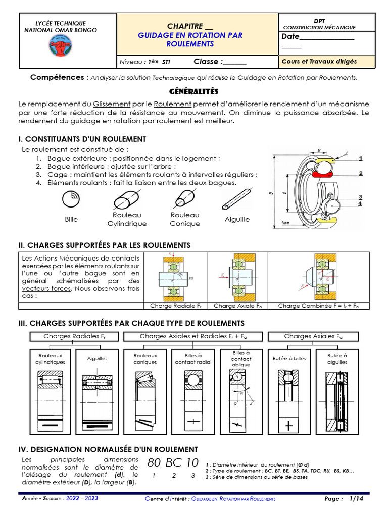 1.guidage en Rotation Par Roulement | PDF
