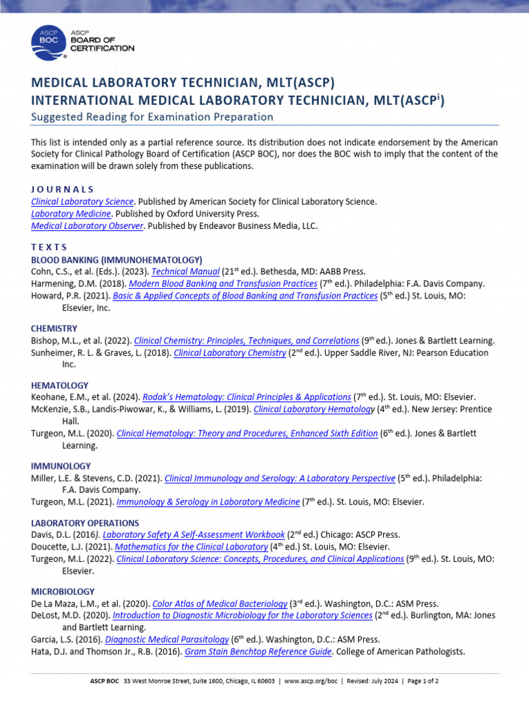 MLT Imlt Reading List | PDF