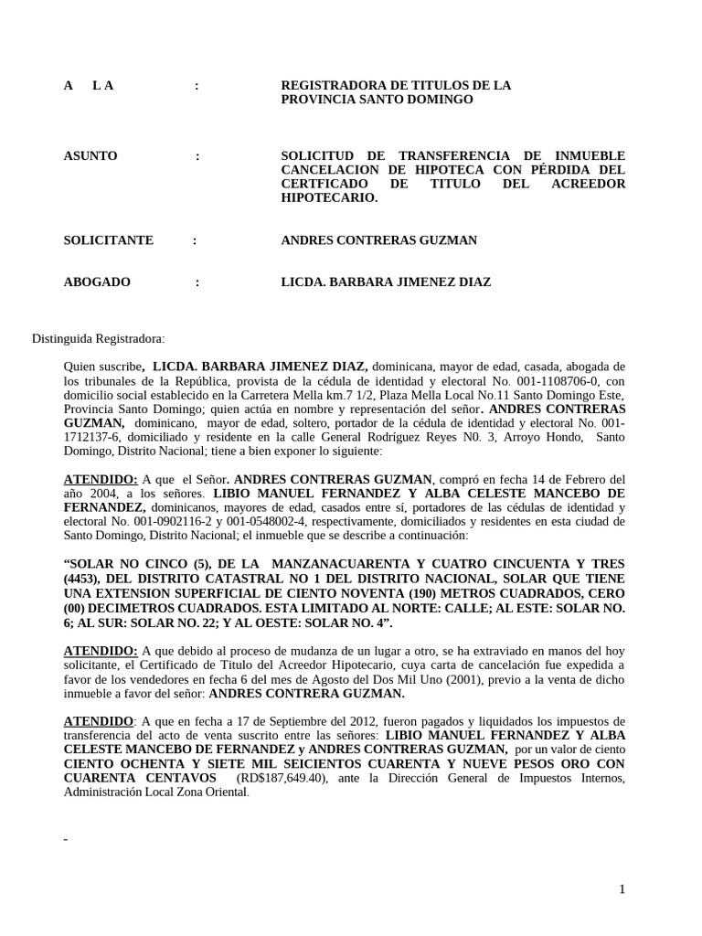 Instancia Andres Contrera Guzman Oval | PDF