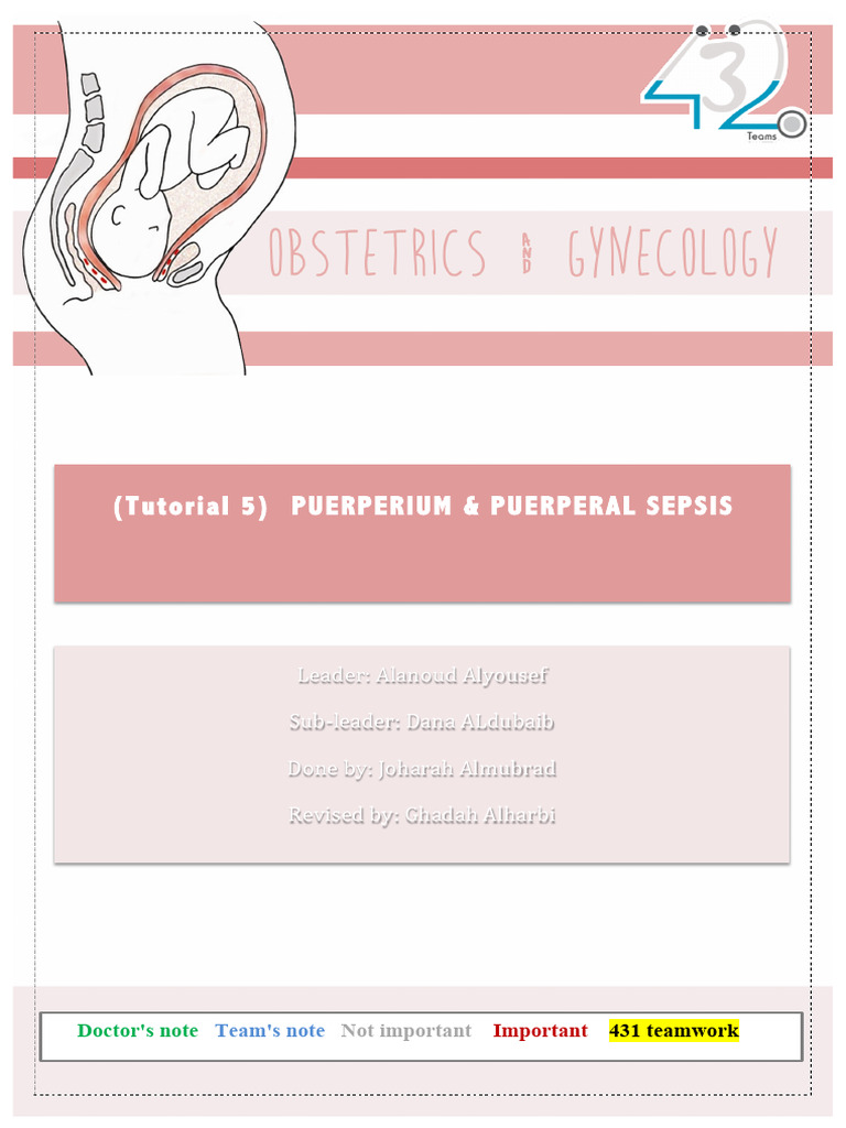 T5 - Puerperium and Puerperal Sepsis | PDF | Postpartum Period | Wellness
